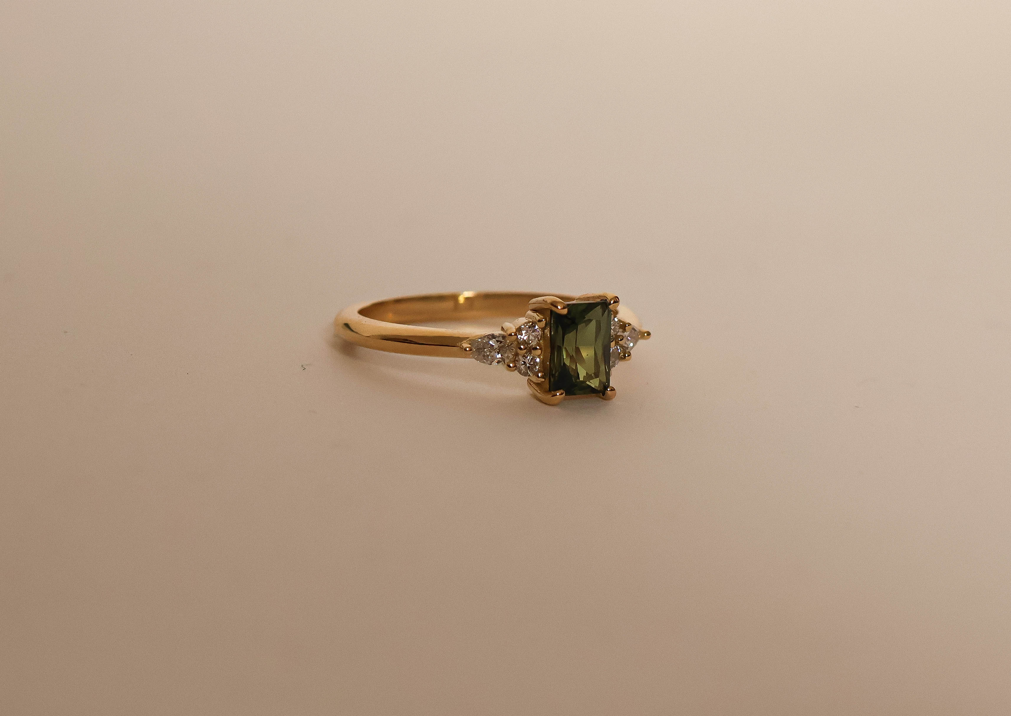 Radiant Sapphire & Diamond Ring – Geneine Honey Bespoke Jewellery