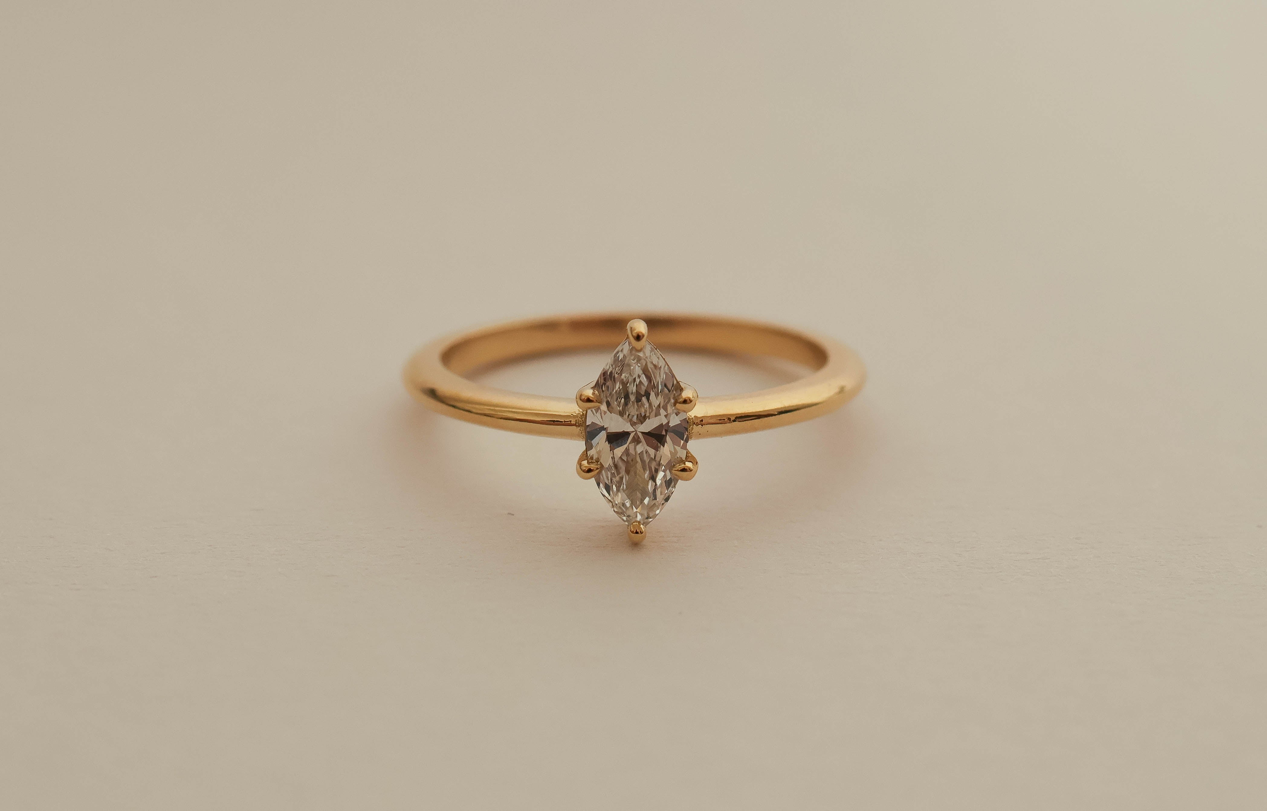 Marquise Claw Set Solitaire Ring – Geneine Honey Bespoke Jewellery